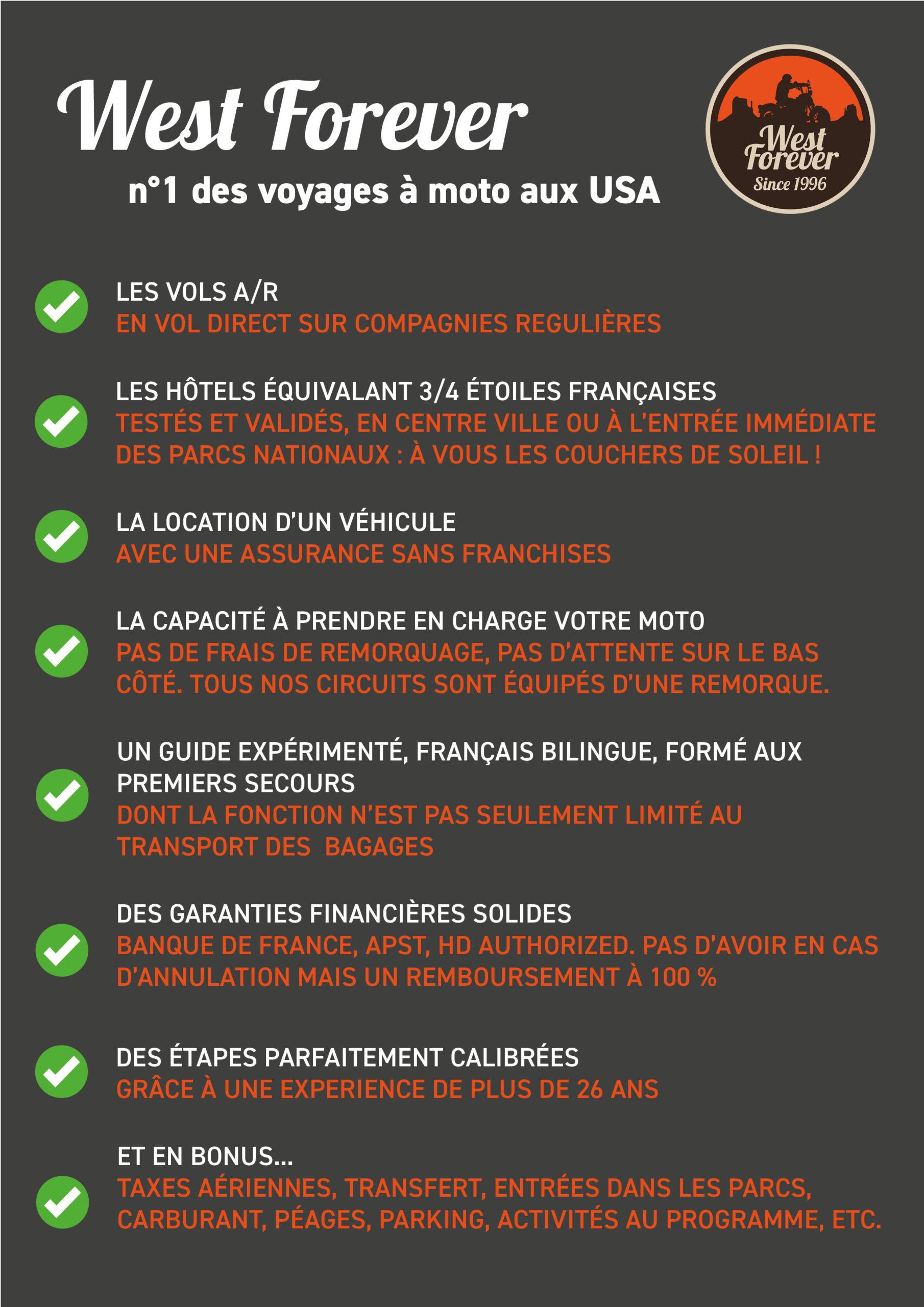 POURQUOI CHOISIR WEST FOREVER - Routes de légende :Routes de légende